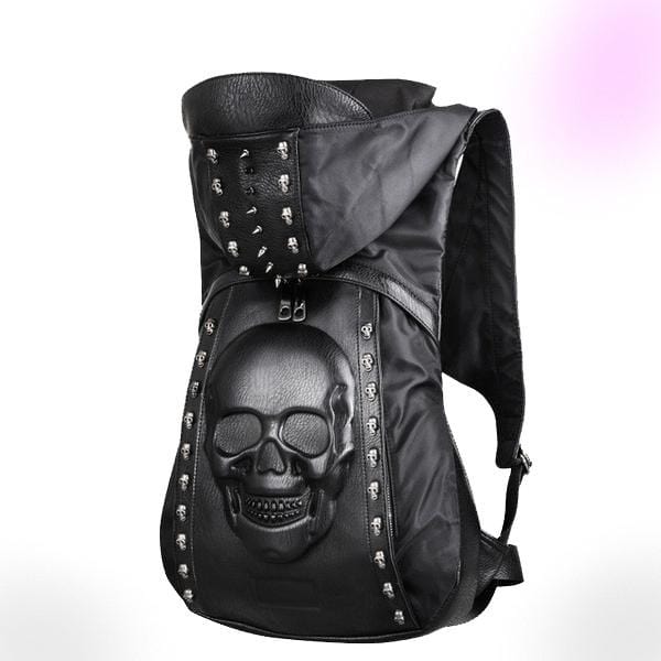 EMERGE 3D Skull Hoodie Leather Backpack Best For Biker Black Emergestores